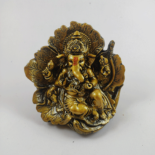 Resine Leaf Ganesh Antique Colour - The Classics Collections